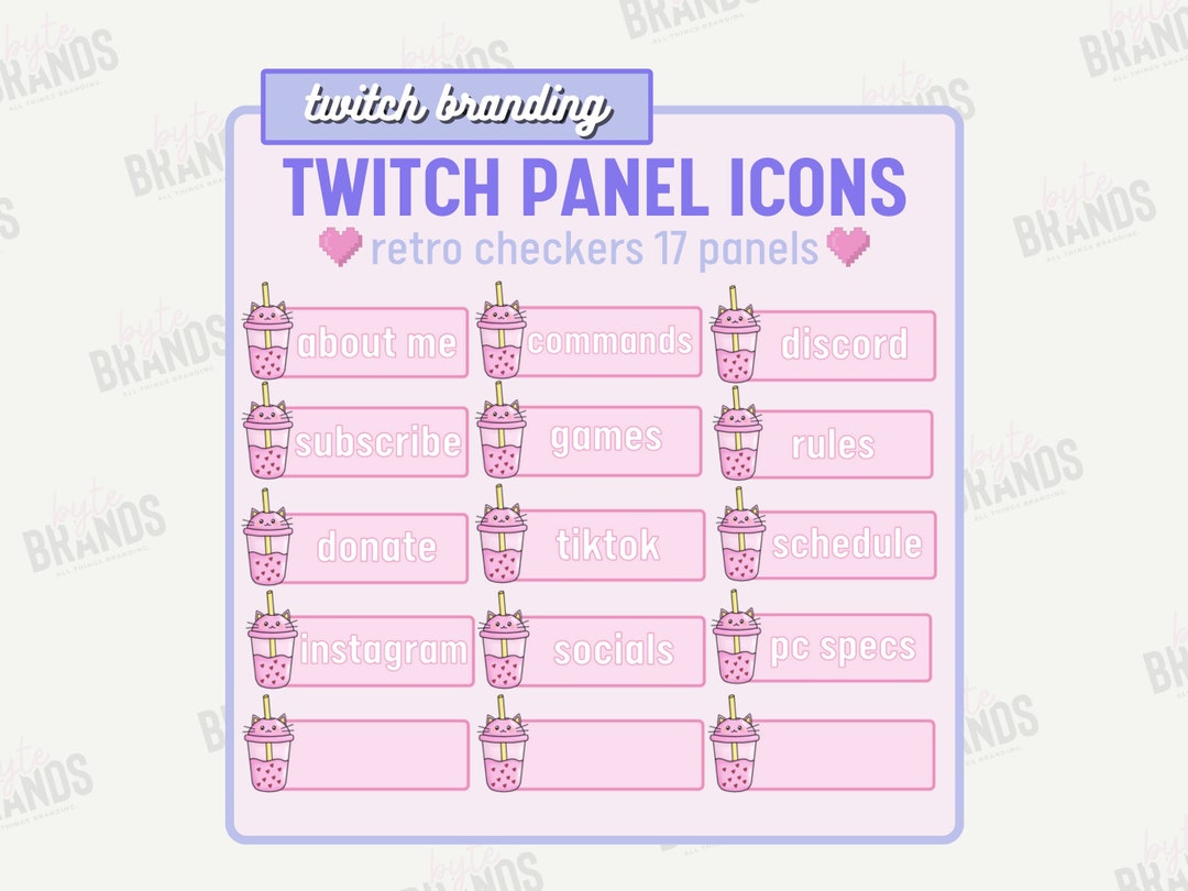 17x Kawaii Boba Tea Cat Twitch Panels Cute, Gamer Girl, Aesthetic ...