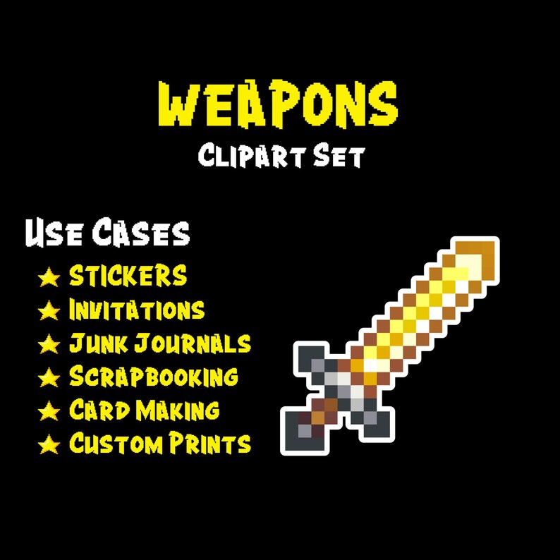 Stardew Valley SDV Weapons Clipart, 64 PNG Bundle, Digital Stickers ...