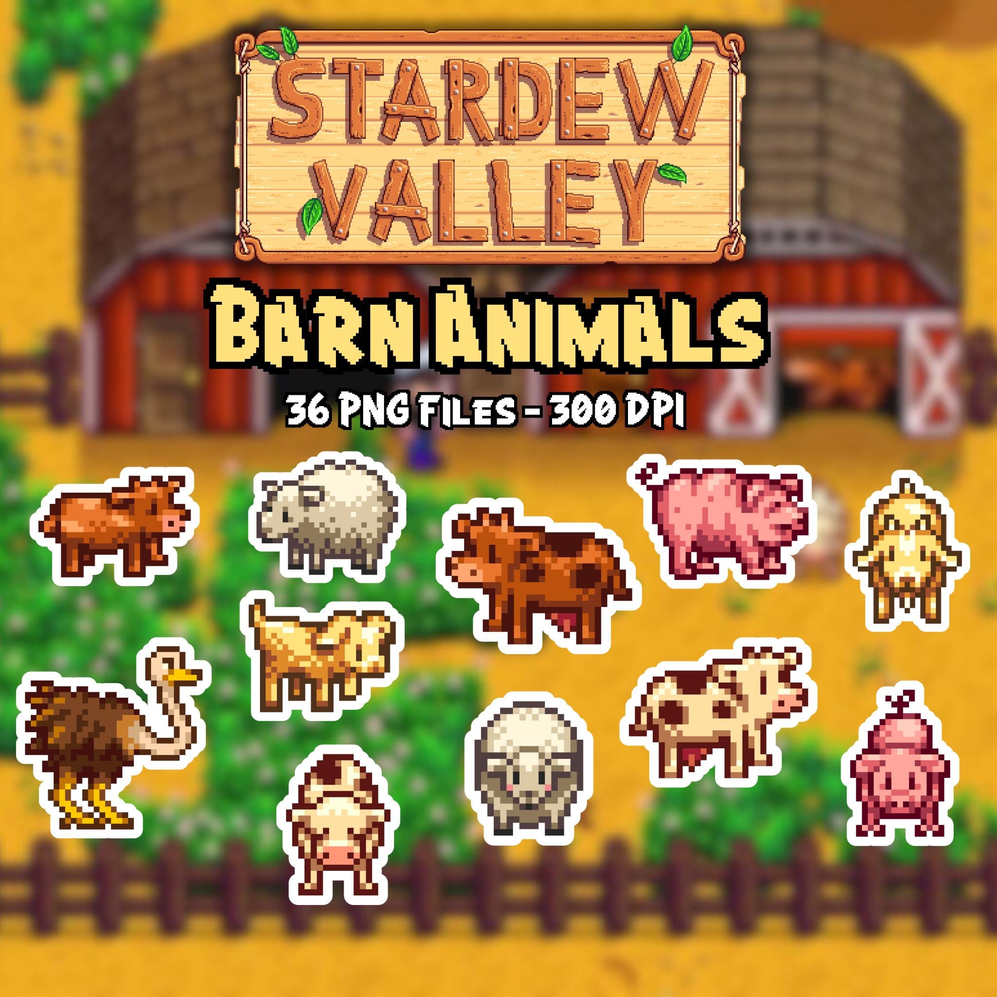 Stardew Valley SDV Barn Animals Clipart, 36 PNG Bundle, Digital ...