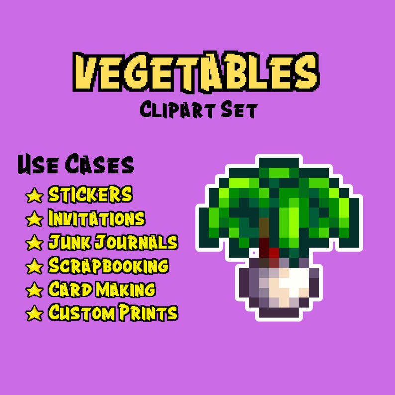 Stardew Valley SDV Vegetable Clipart, 36 PNG Bundle, Digital Stickers ...