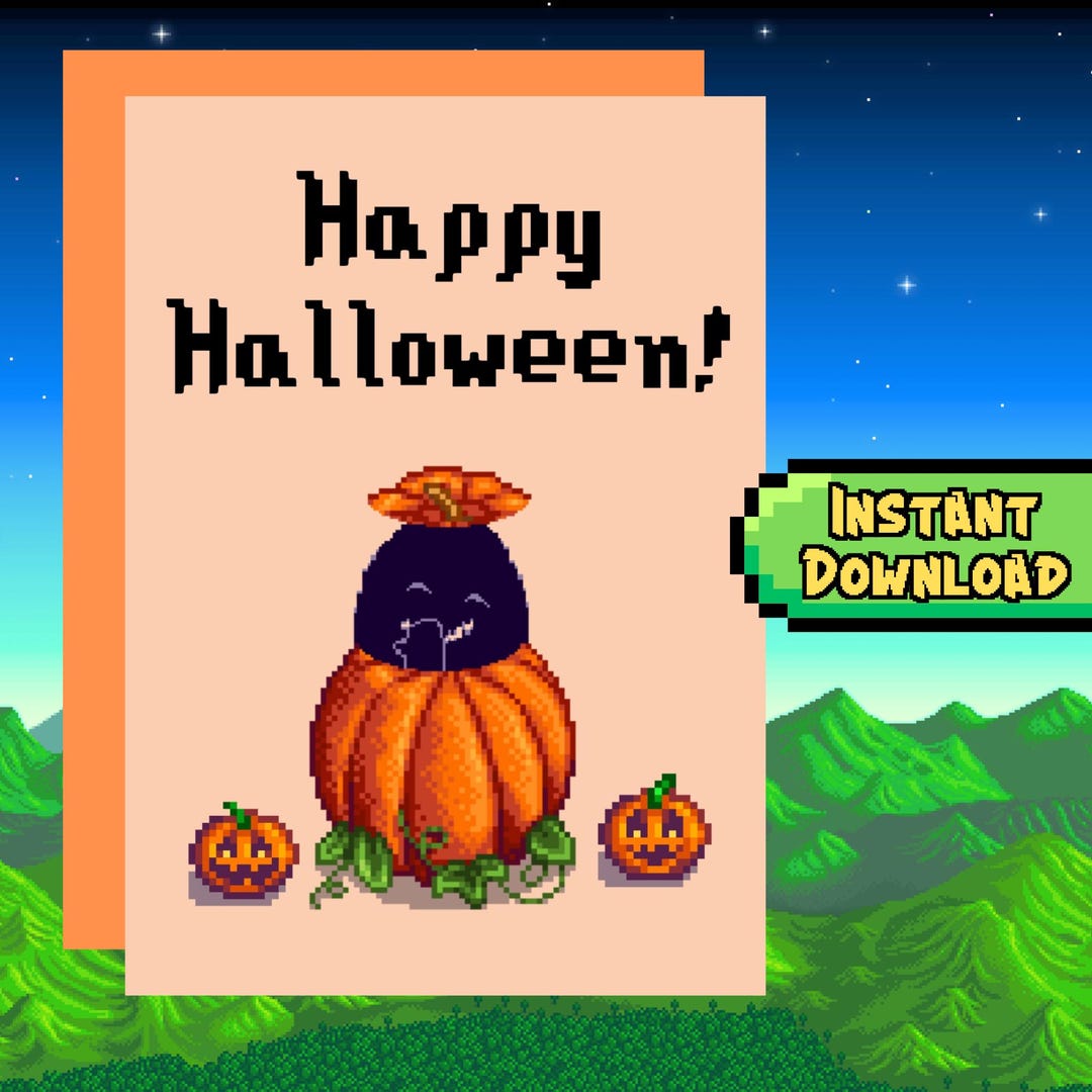 Stardew Valley SDV Krobus Happy Halloween Card, Instant Digital ...