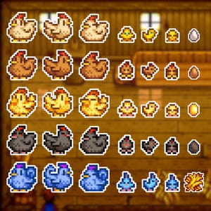 Stardew Valley Chickens Clipart, 35 PNG Bundle, Digital Stickers ...