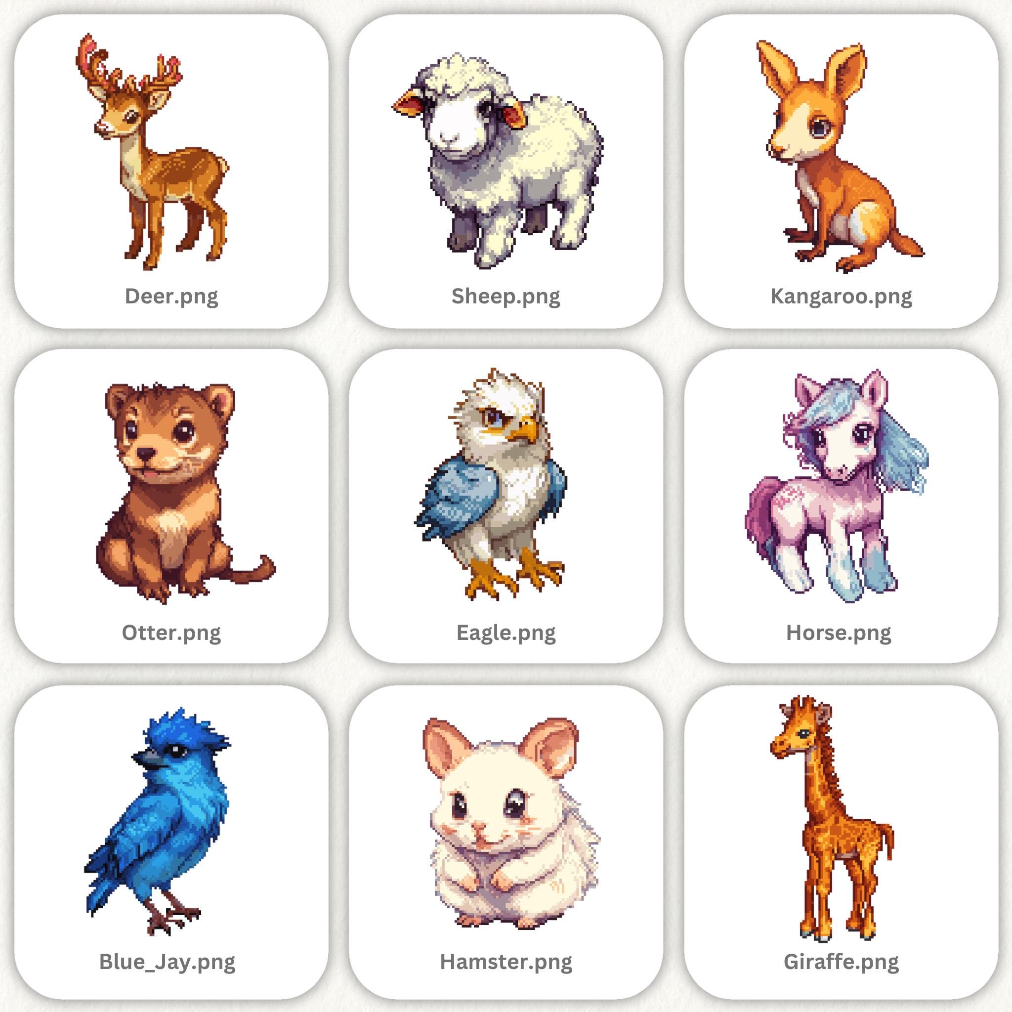 Pixel Cute Animals Clipart, 30 Cute Animal PNG, Pixel Animals, Cute ...
