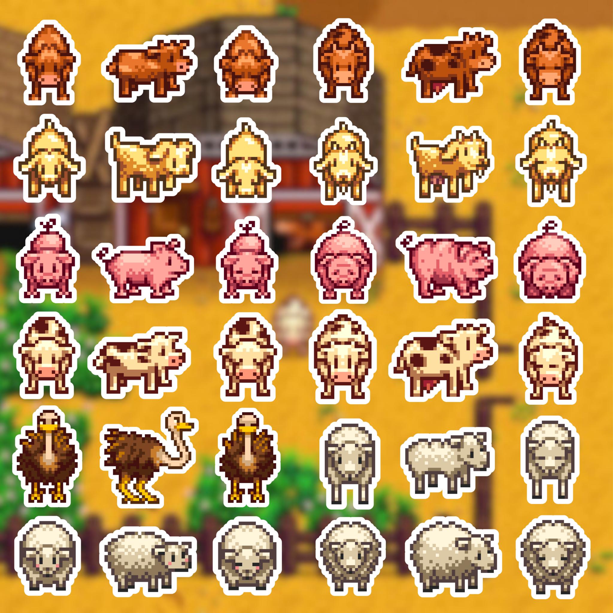 Stardew Valley SDV Barn Animals Clipart, 36 PNG Bundle, Digital ...