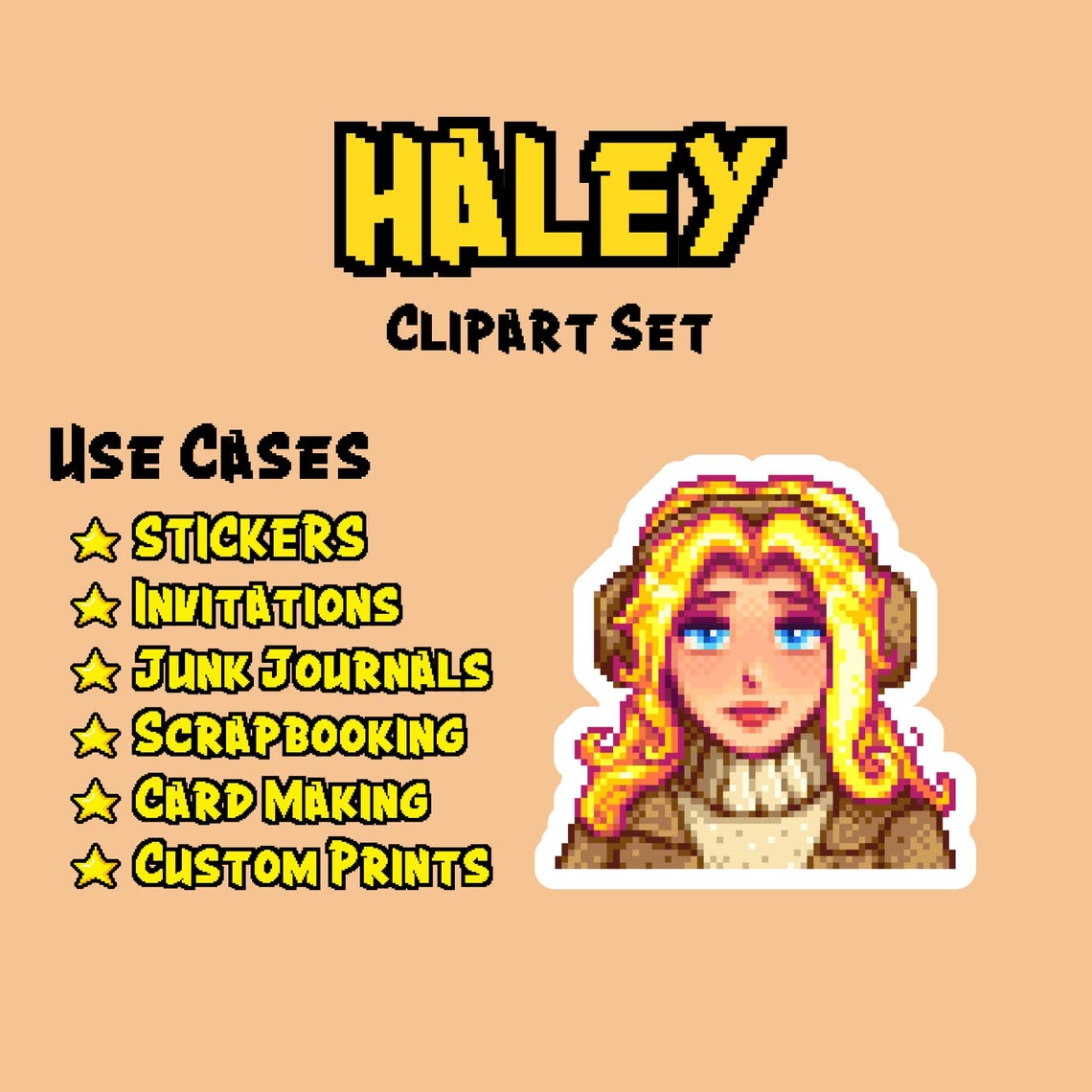 Stardew Valley SDV Haley Clipart, 52 PNG Bundle, Digital Stickers ...