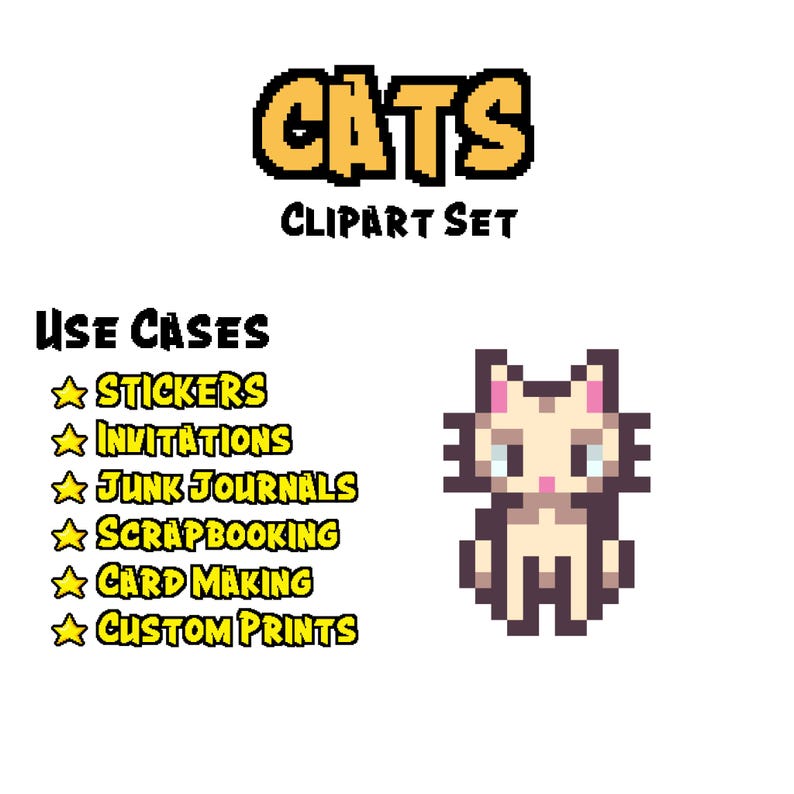 Stardew Valley SDV Cats Clipart, 36 PNG Bundle, Digital Stickers ...