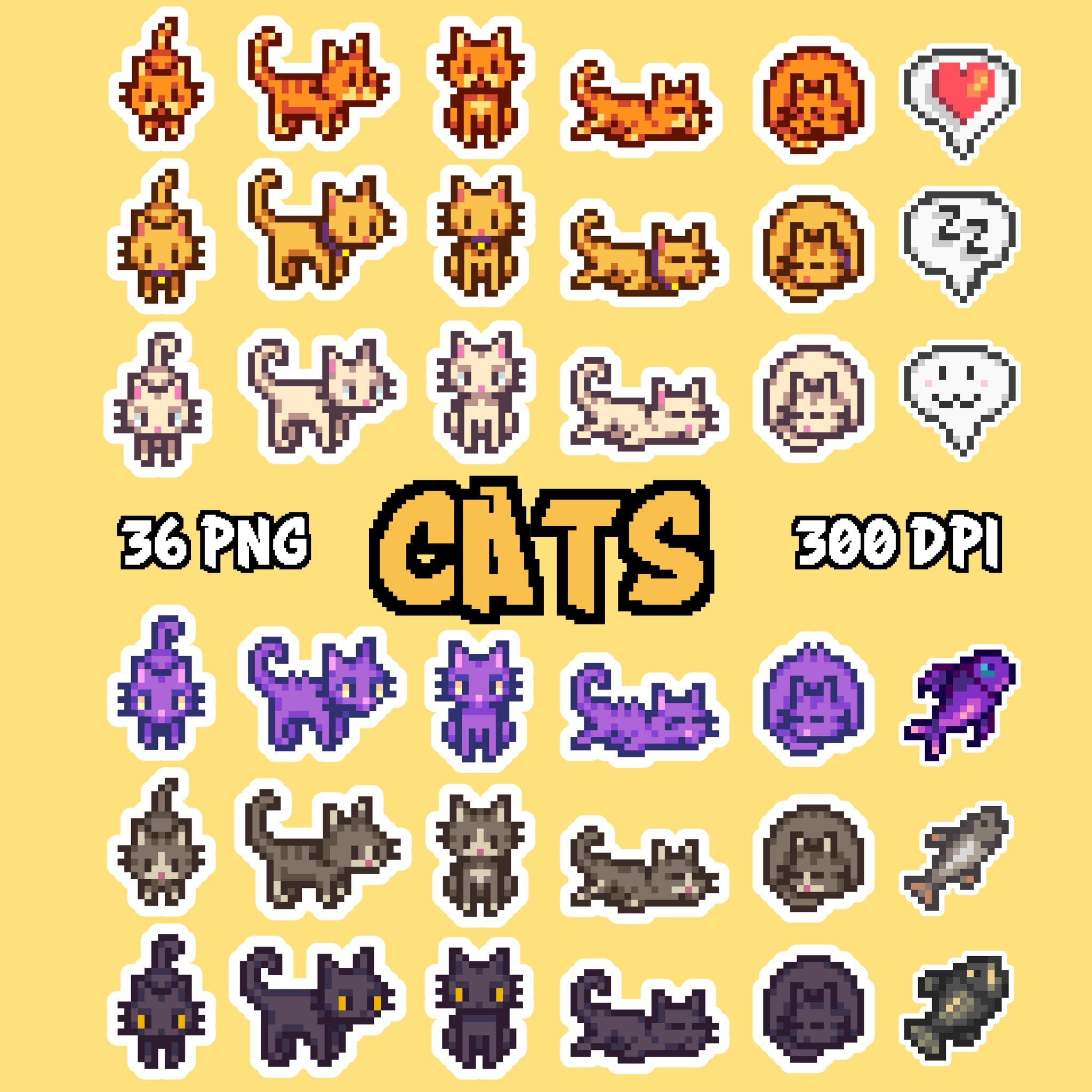 Stardew Valley SDV Cats Clipart, 36 PNG Bundle, Digital Stickers ...
