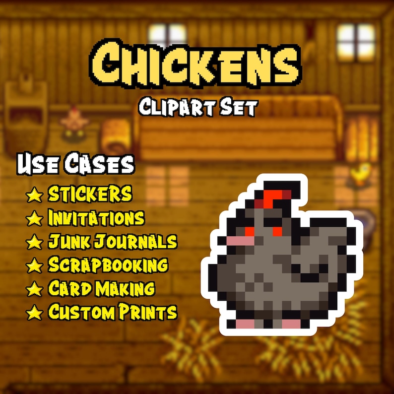 Stardew Valley Chickens Clipart, 35 PNG Bundle, Digital Stickers ...