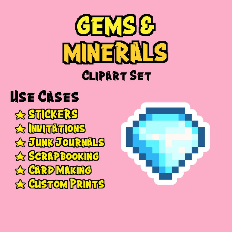 Stardew Valley SDV Gems and Minerals Clipart, 53 PNG Bundle, Digital ...