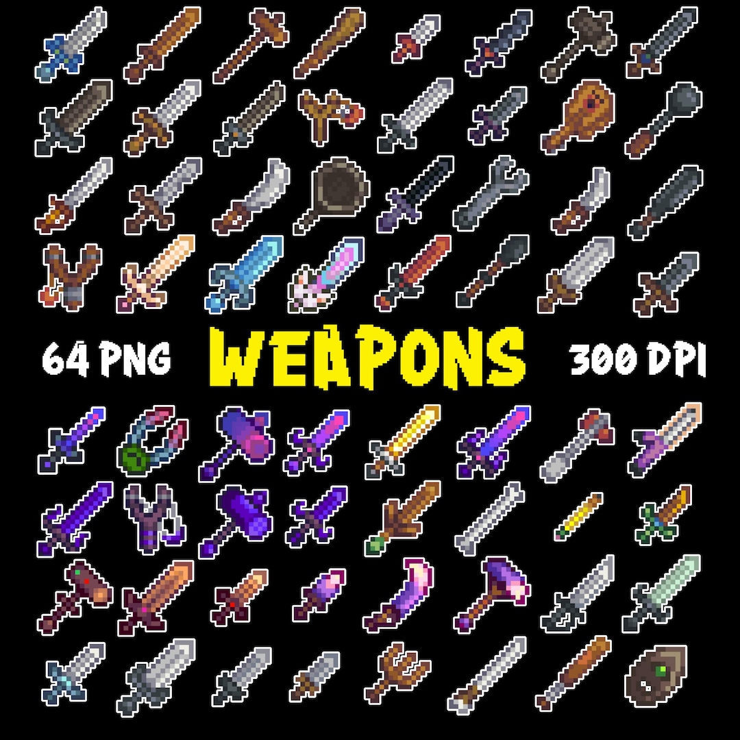 Stardew Valley SDV Weapons Clipart, 64 PNG Bundle, Digital Stickers ...