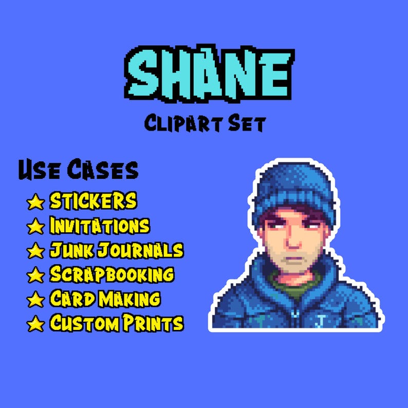 Stardew Valley Shane Clipart, 46 PNG Bundle, Digital Stickers ...