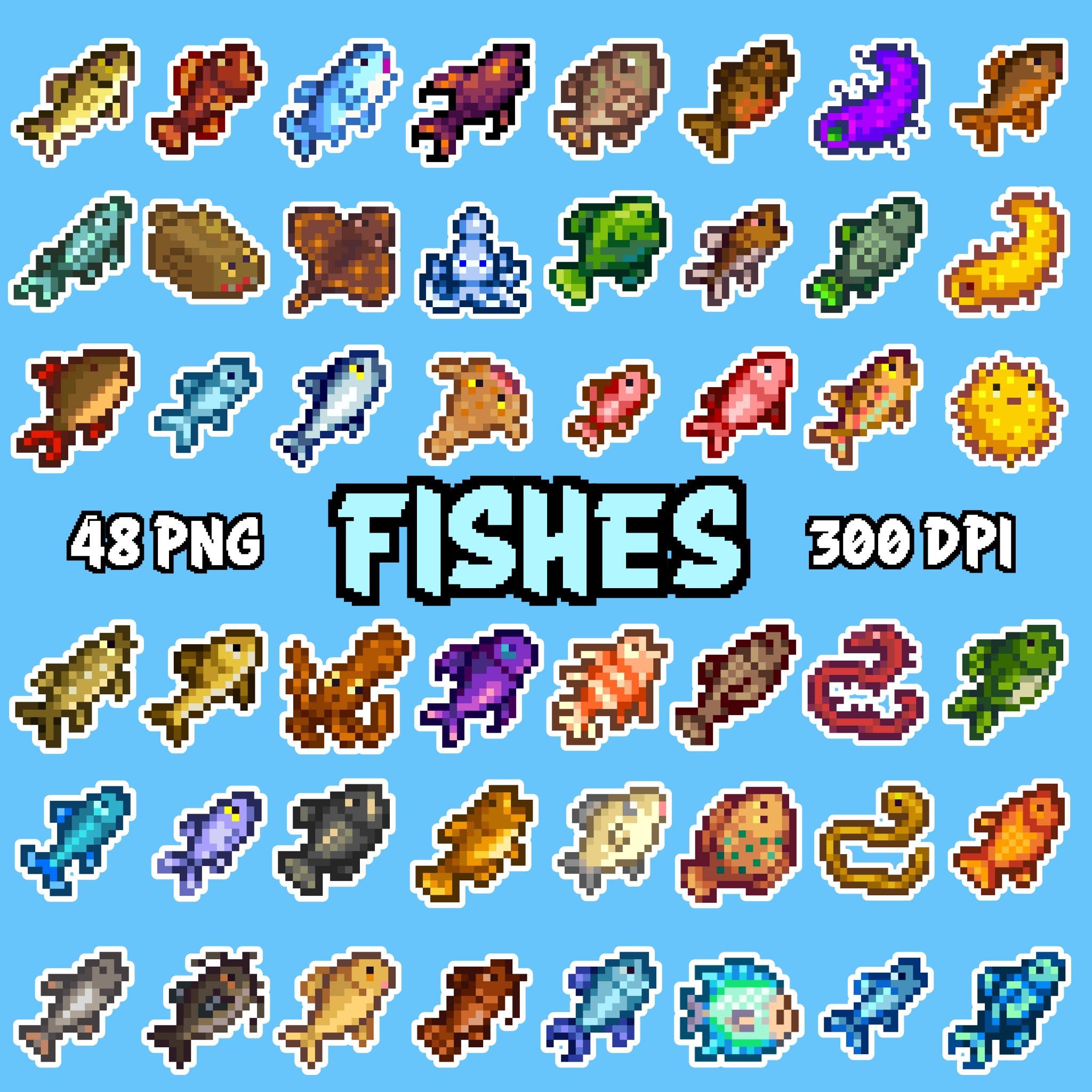 Stardew Valley SDV Fishes Clipart, 48 PNG Bundle, Digital Stickers ...