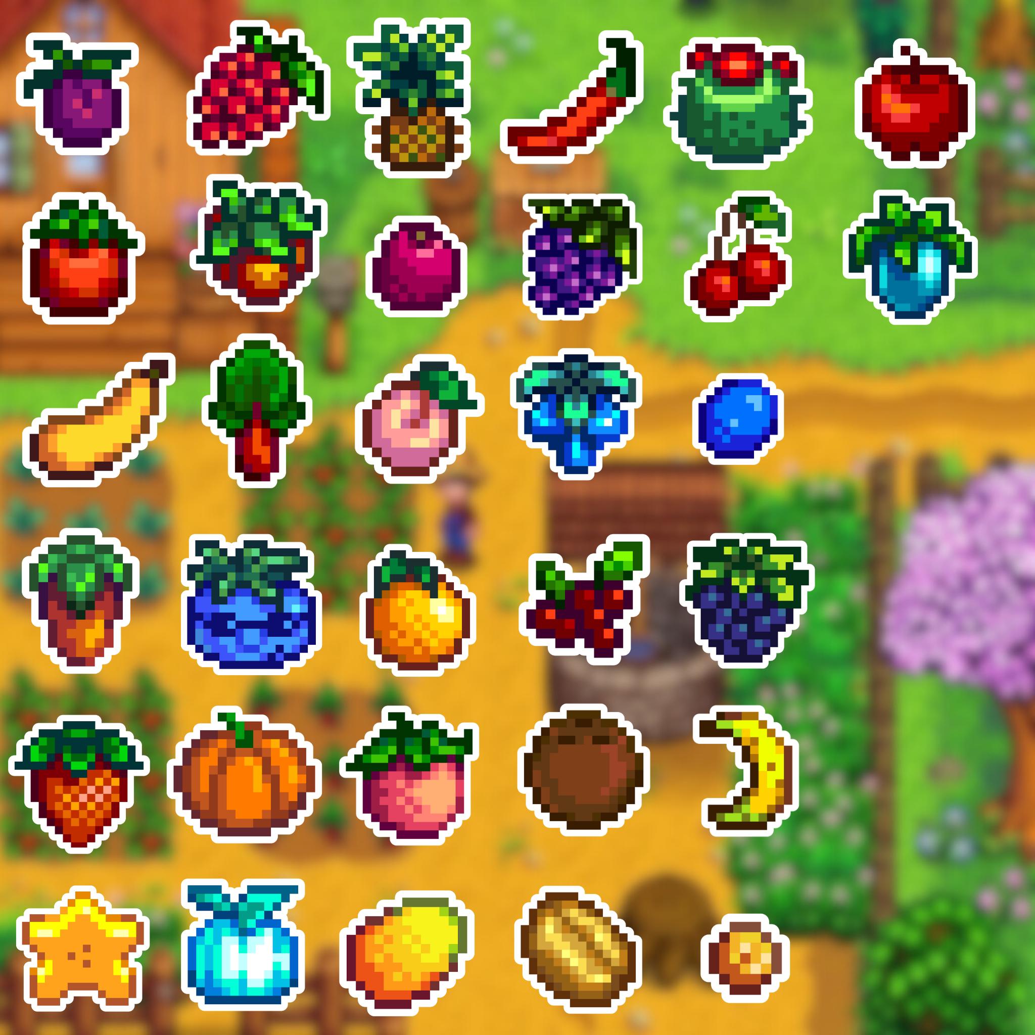 Stardew Valley SDV Fruits Clipart, 32 PNG Bundle, Digital Stickers ...
