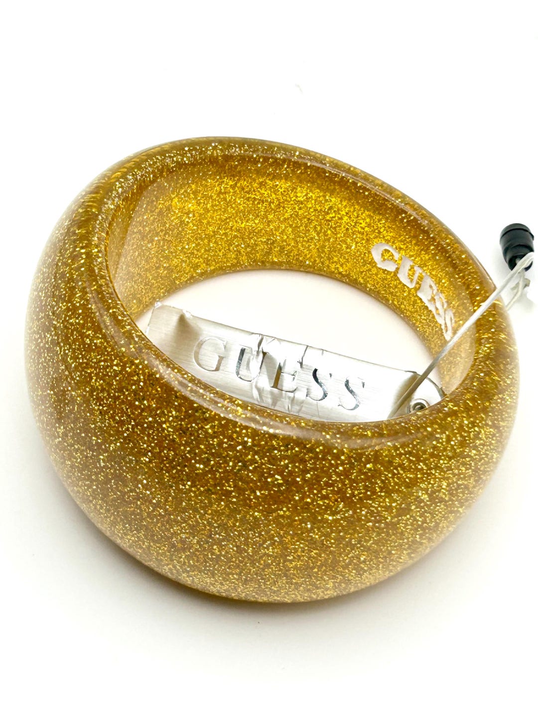 GUESS 1980s Asymmetrical Lucite Gold Glitter Chunky Bangle Bracelet - Etsy