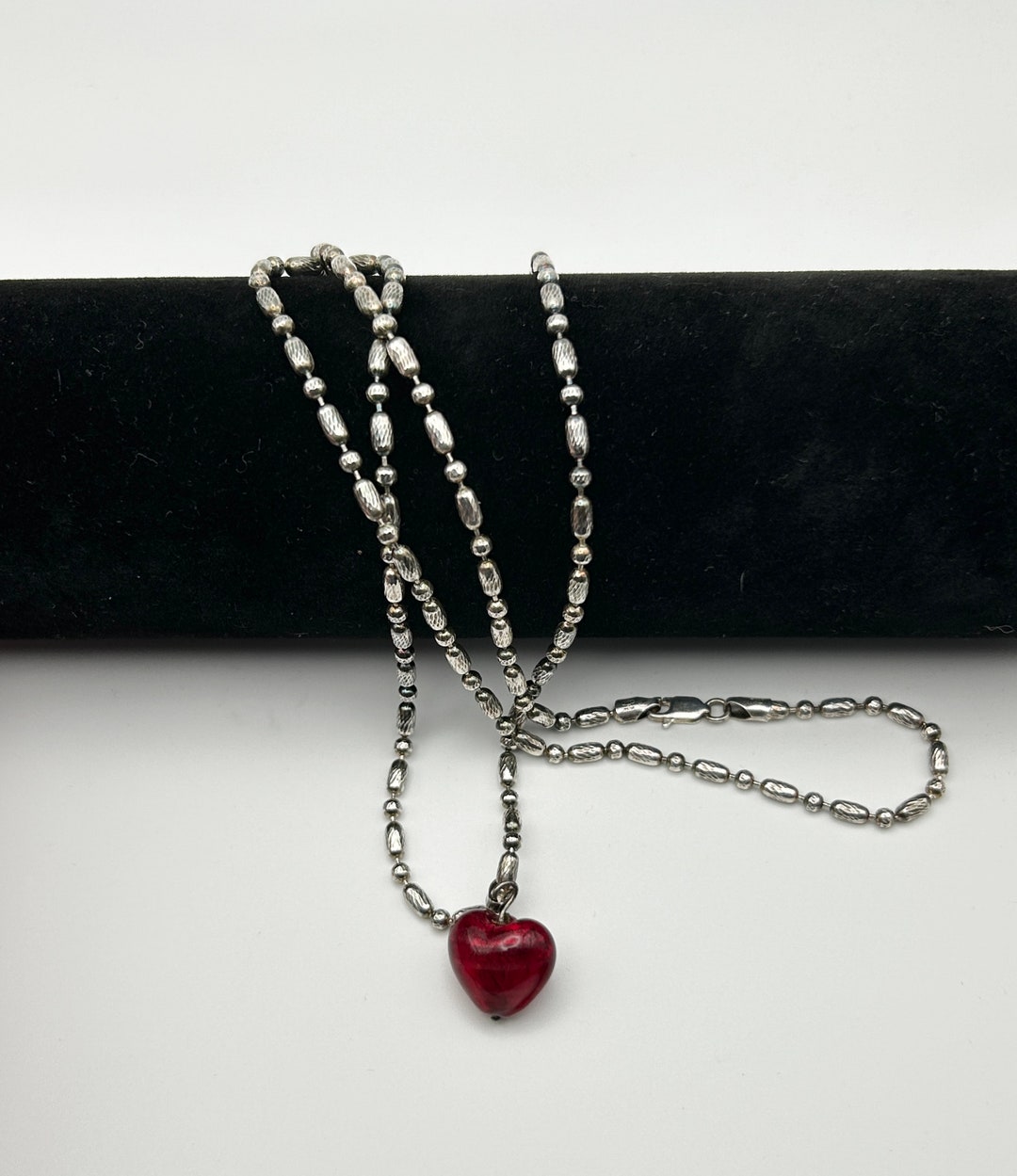 Vintage Italian 925 Sterling 30 Inch Chain With Red Venetian - Etsy