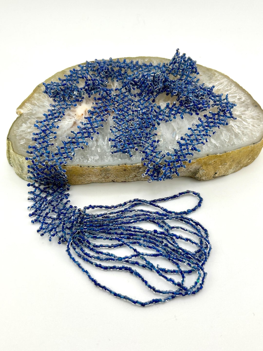 Vintage Art Deco Flapper Seed Bead Woven Necklace - Czechoslovakian ...