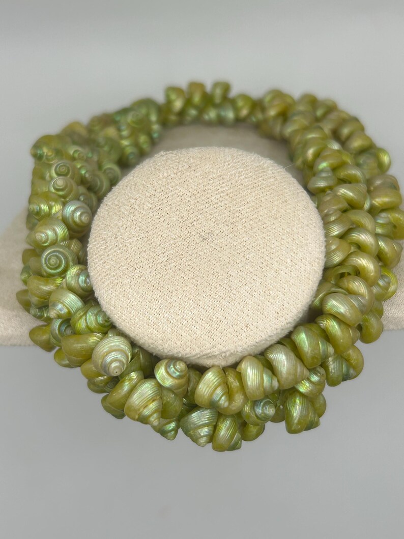 Mid Century Tasmanian Maireener Trochus Shell Necklace Dyed Lime Green ...