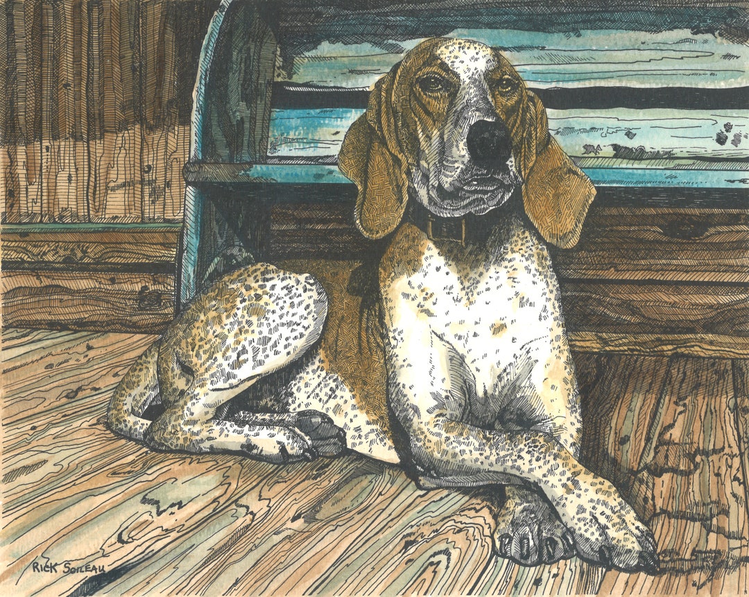Regal Hound - Print of Original Pen & Ink Drawing- Art Print- Black ...