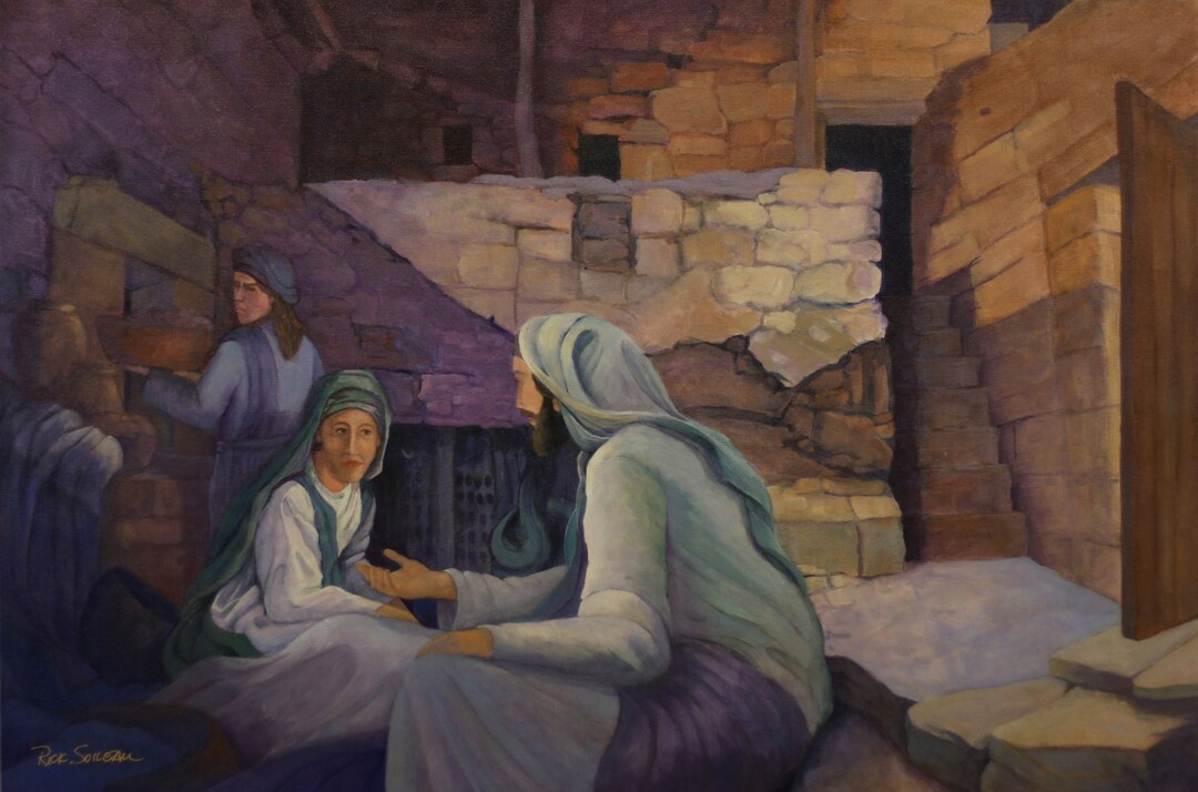 Jesus, Mary and Martha - Art Print of Original Painting - Religious Art ...