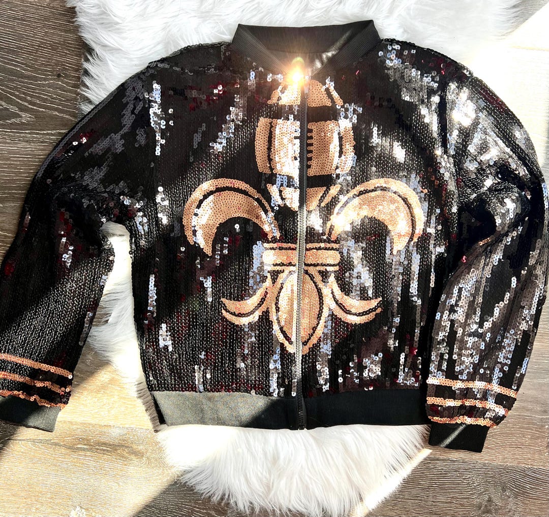 New Orleans NOLA Saints Who Dat Black Copper Gold Sequin Sparkly ...
