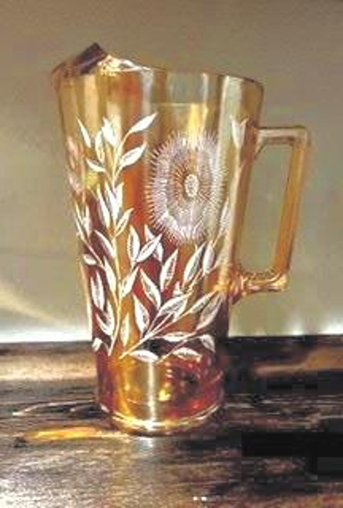 Jeannette Marigold Carnival Glass Cosmos Beautiful Pitcher - Etsy