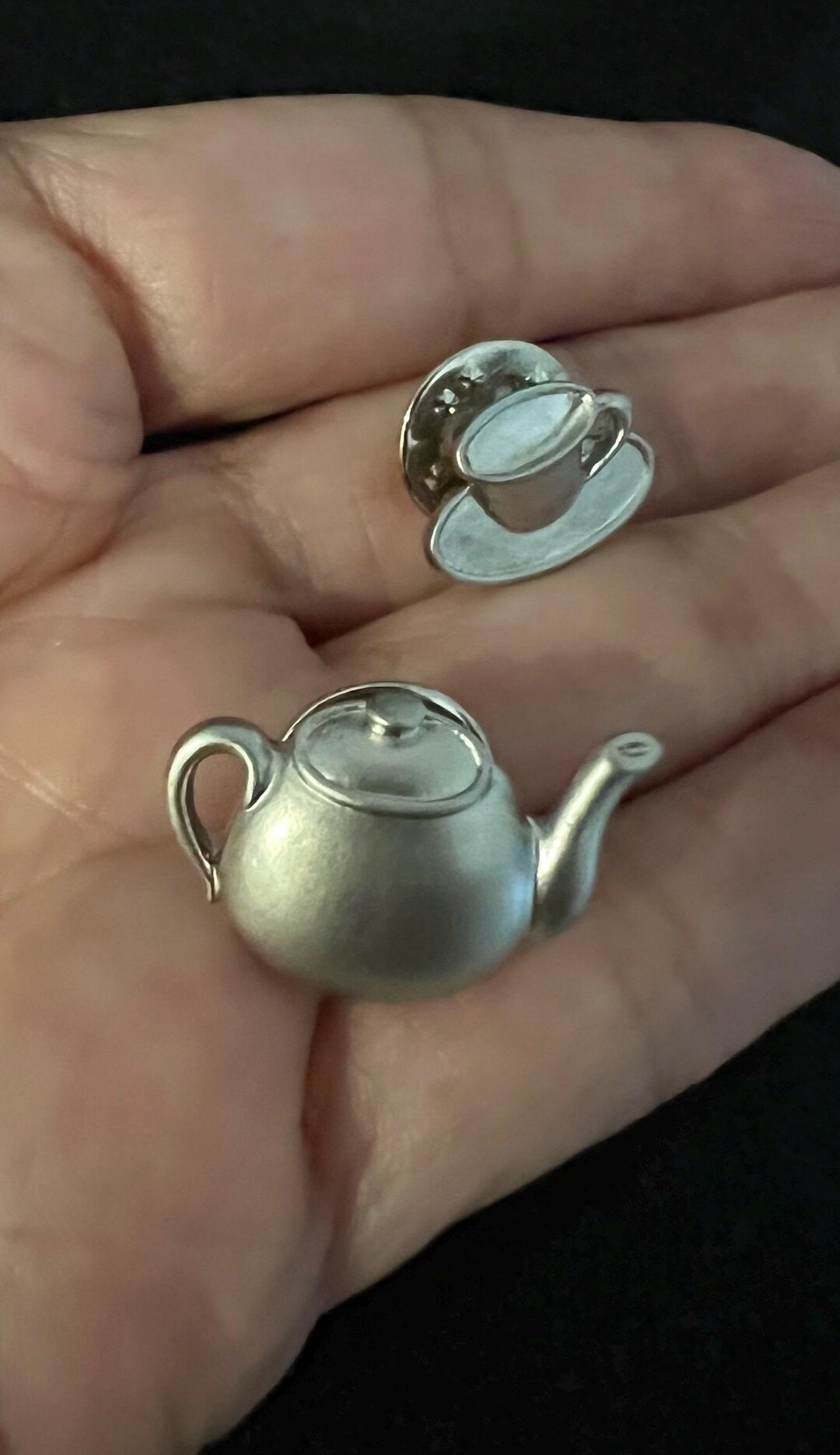 Vintage Pewter Teapot and Tea Cup Lapel Pins - Etsy