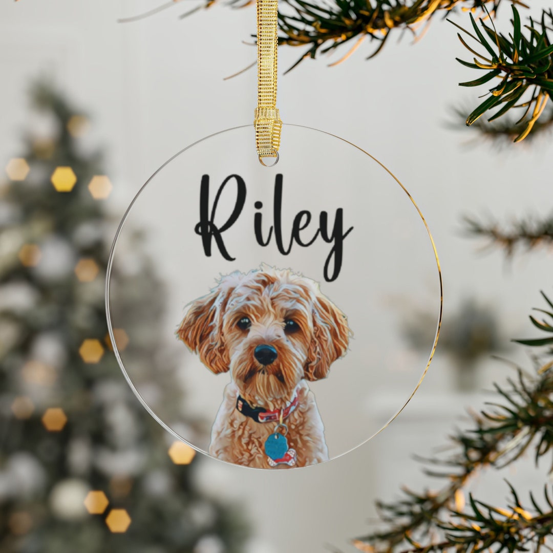 Personalized Cavapoo Ornament, Custom Photo Dog Portrait Christmas ...