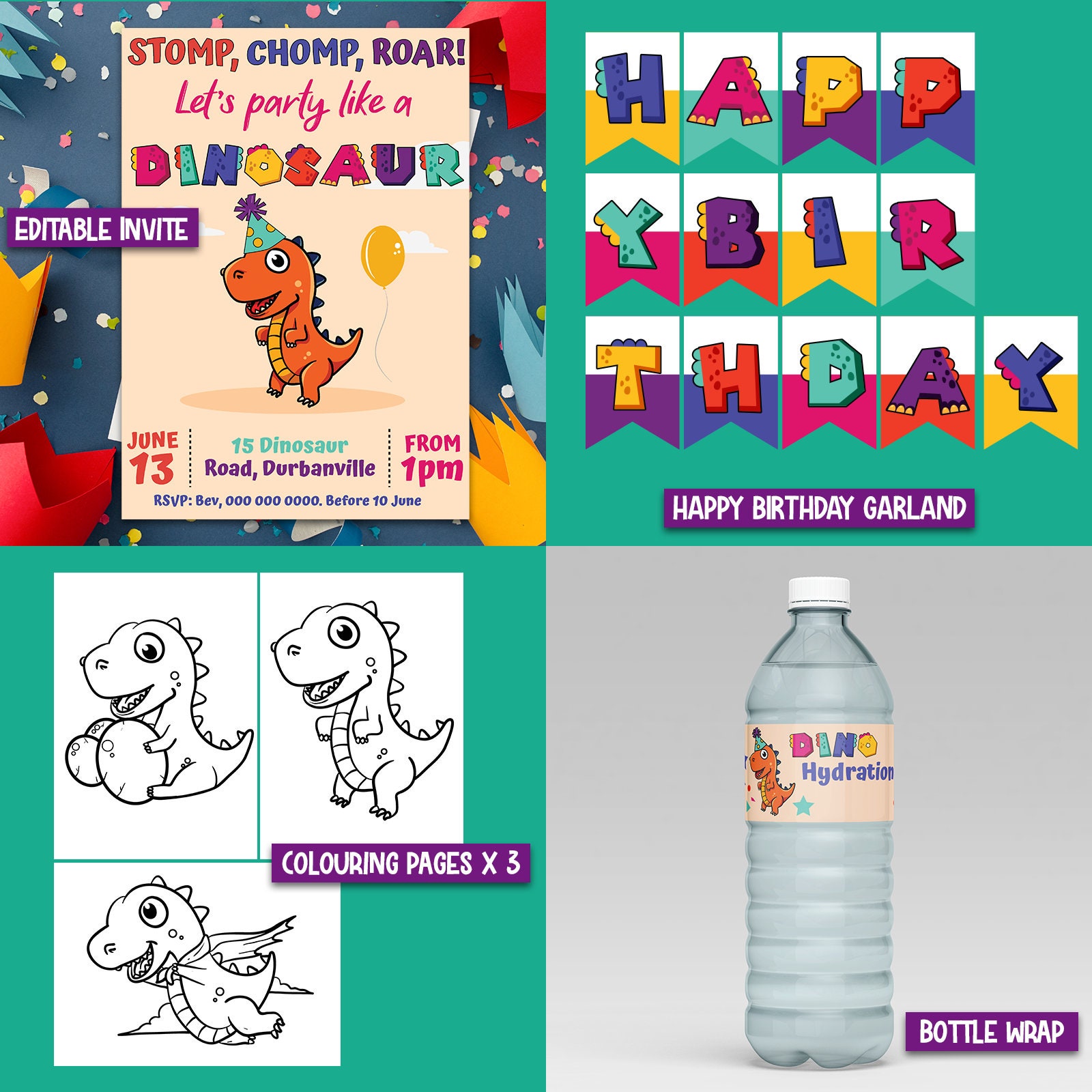 Printable Dinosaur Party Birthday Party Bundle - Etsy