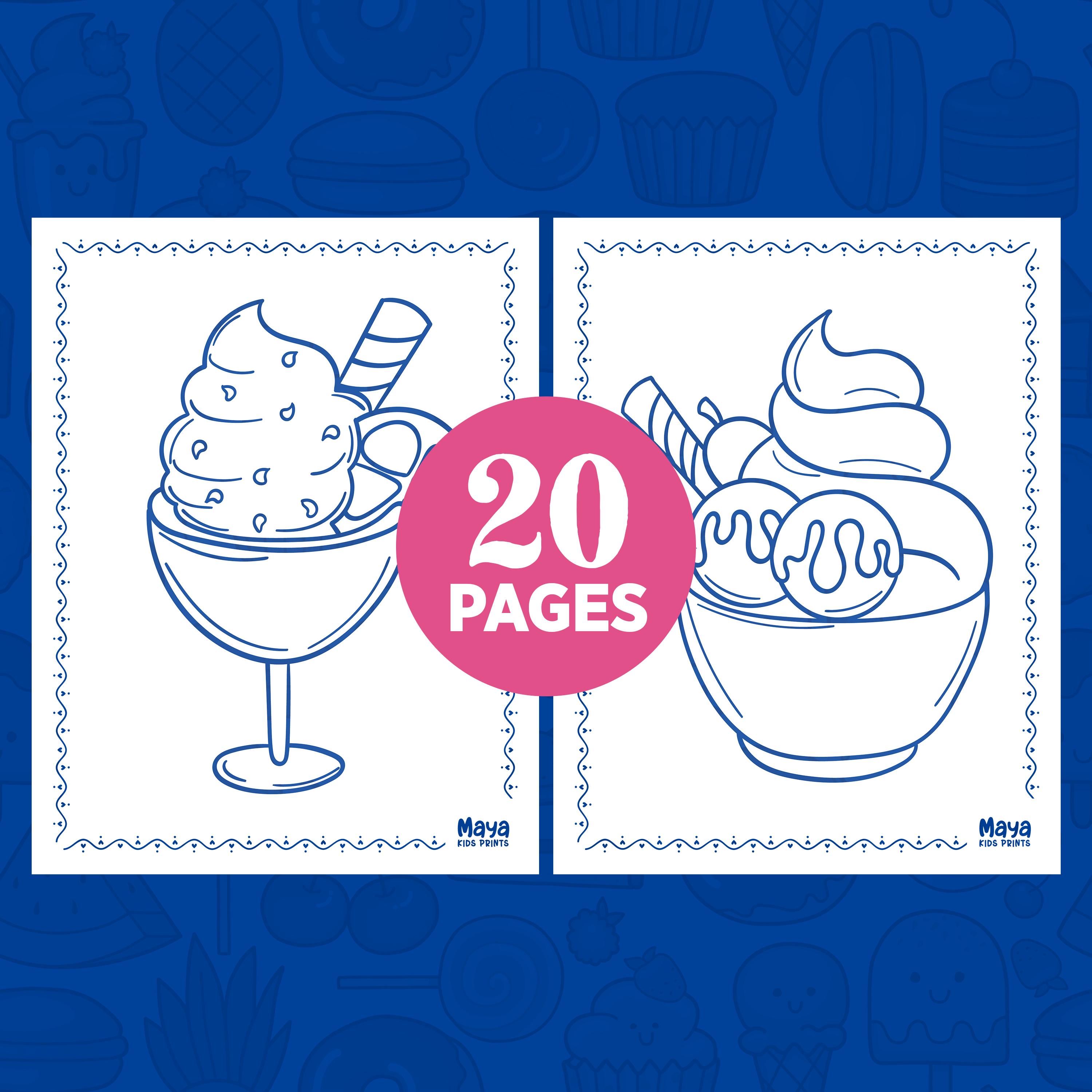 Desserts Coloring Book Pages for Kids: 20 Fun Coloring Pages Featuring ...