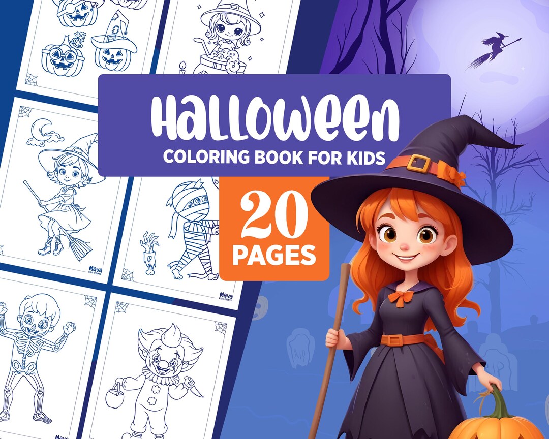 Halloween Coloring Pages for Kids - Printable Coloring Book for Spooky ...