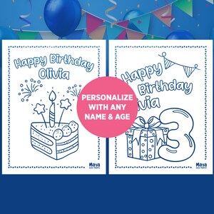 Birthday Coloring Pages, Customizable Coloring Sheets for Kids ...
