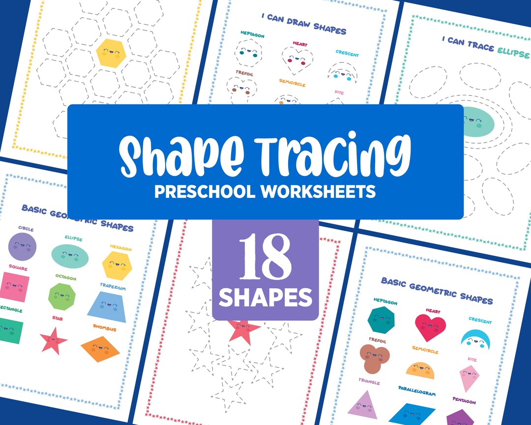 Preschool Shape Tracing Worksheets – Basic Shapes Learning for Pre-k ...