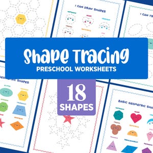 Preschool Shape Tracing Worksheets Basic Shapes Learning for Pre-k, Geometric Shapes Tracing ...