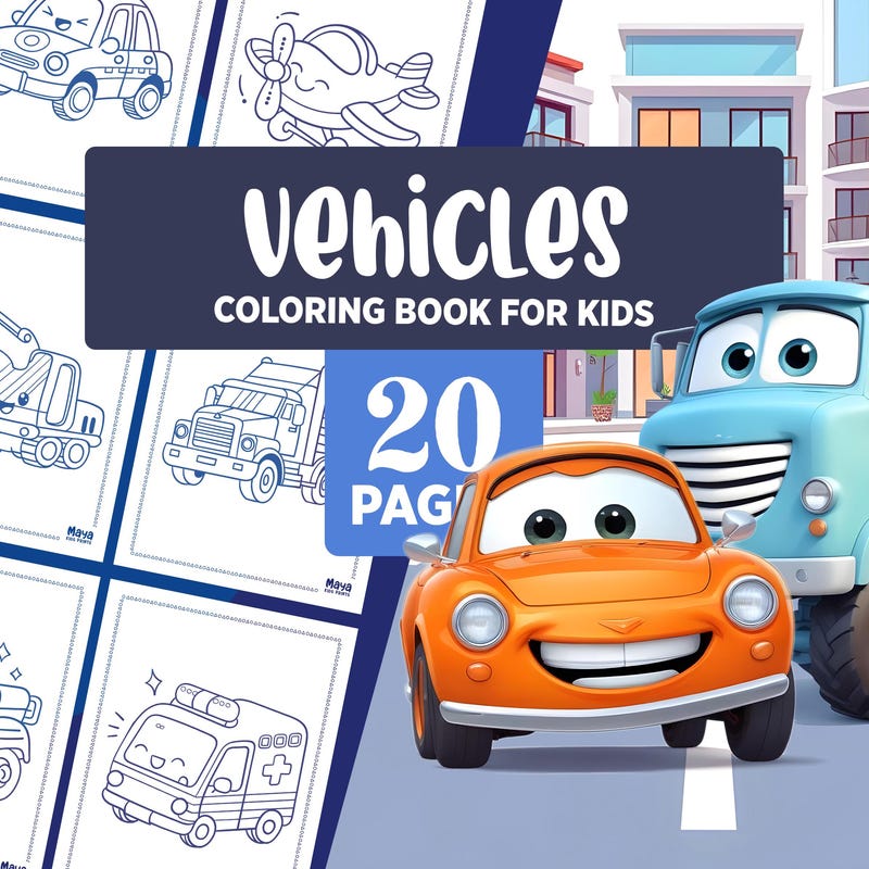 Car Coloring Cute - Etsy UK