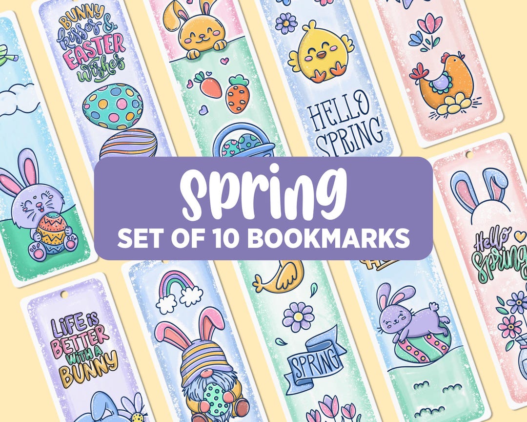 Cute Spring Bookmark Set - 10 Printable Bookmarks for Book Lover ...