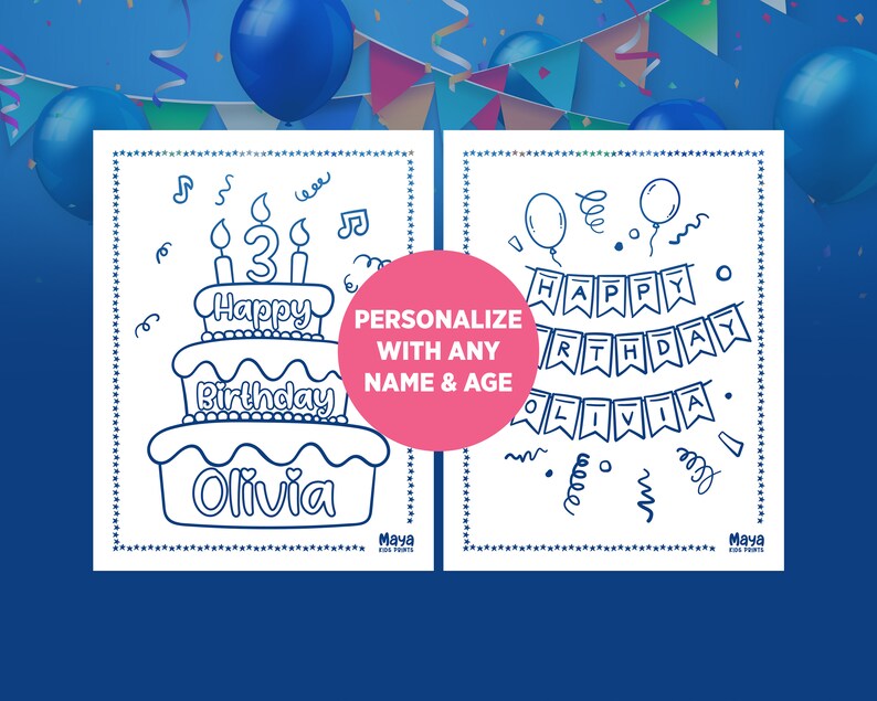 Birthday Coloring Pages, Customizable Coloring Sheets for Kids ...