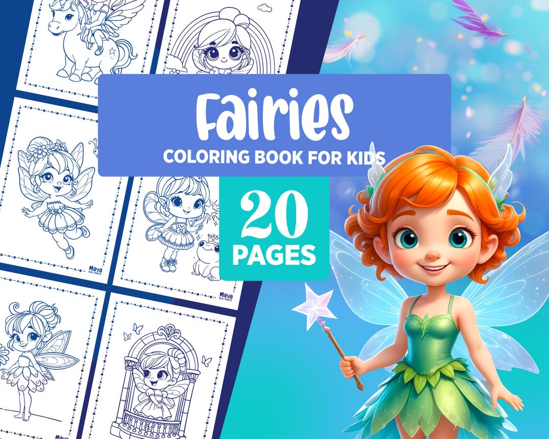 Fairy Coloring Book Pages for Girls, Printable, Easy to Color, Fun Kids ...