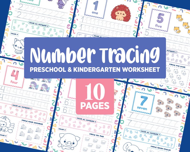 Number Tracing Worksheet Preschool Math, Counting Practice, Number ...