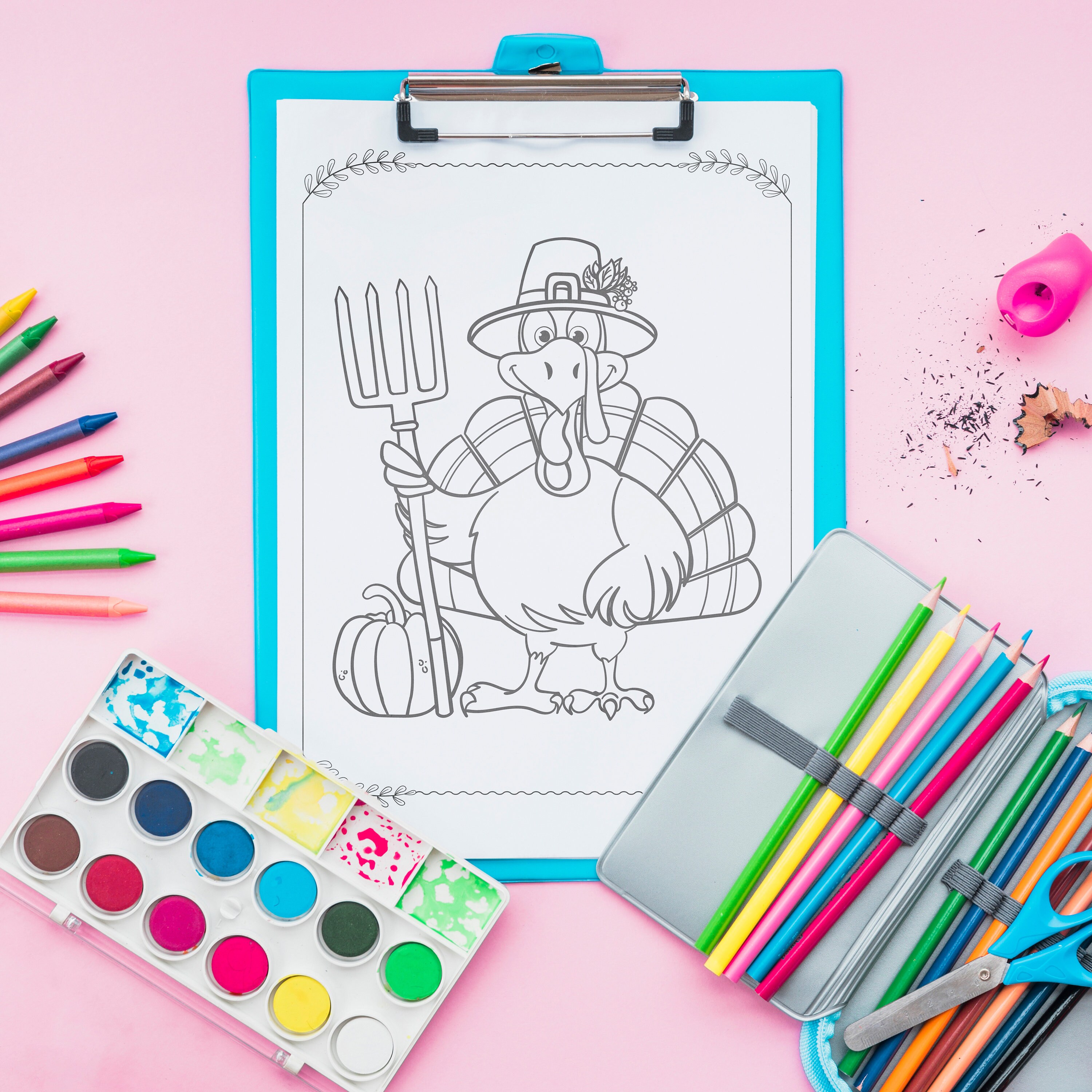 Thanksgiving Day Coloring Book Pages for Kids 20 Pages Digital Download ...