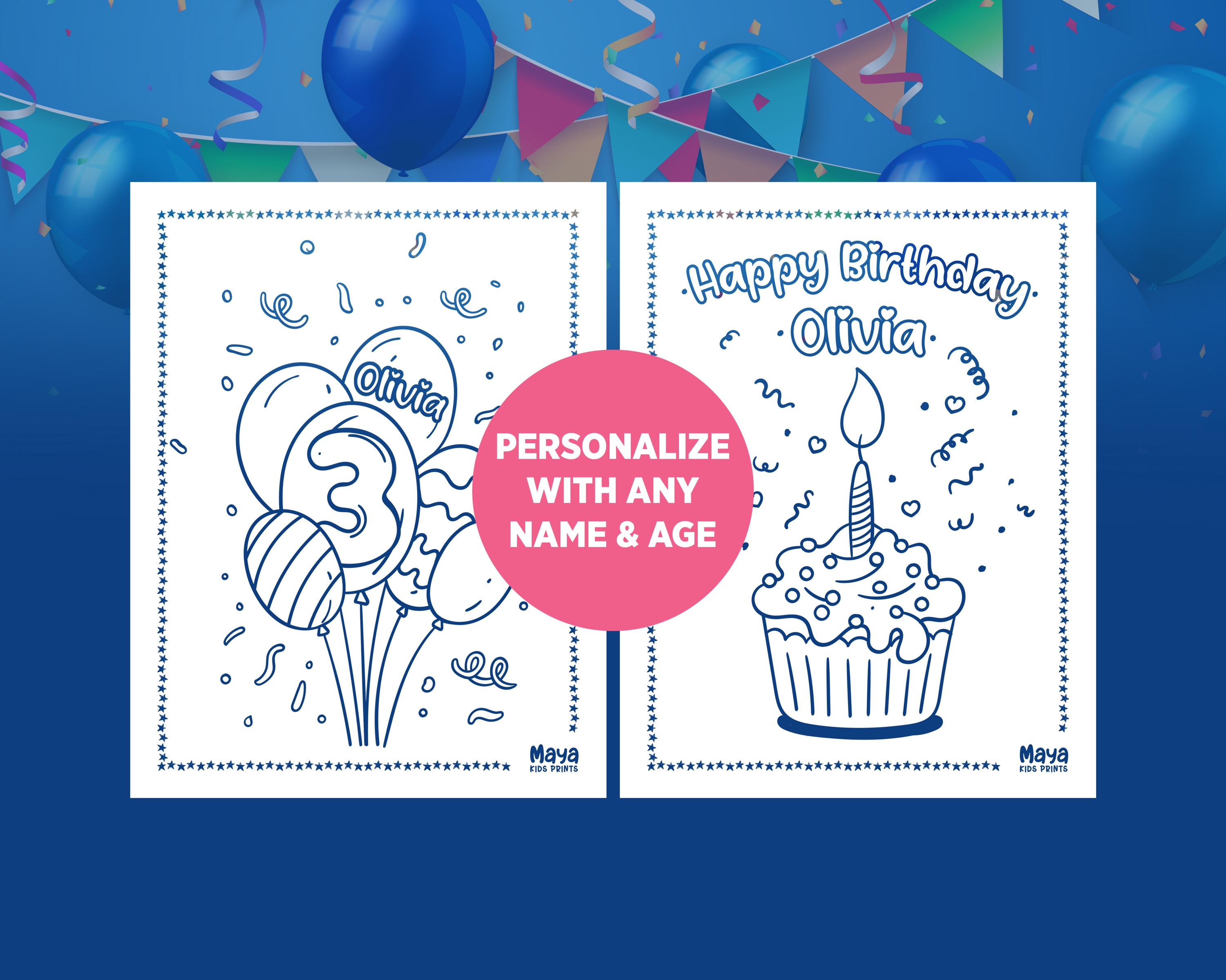 Birthday Coloring Pages, Customizable Coloring Sheets for Kids ...