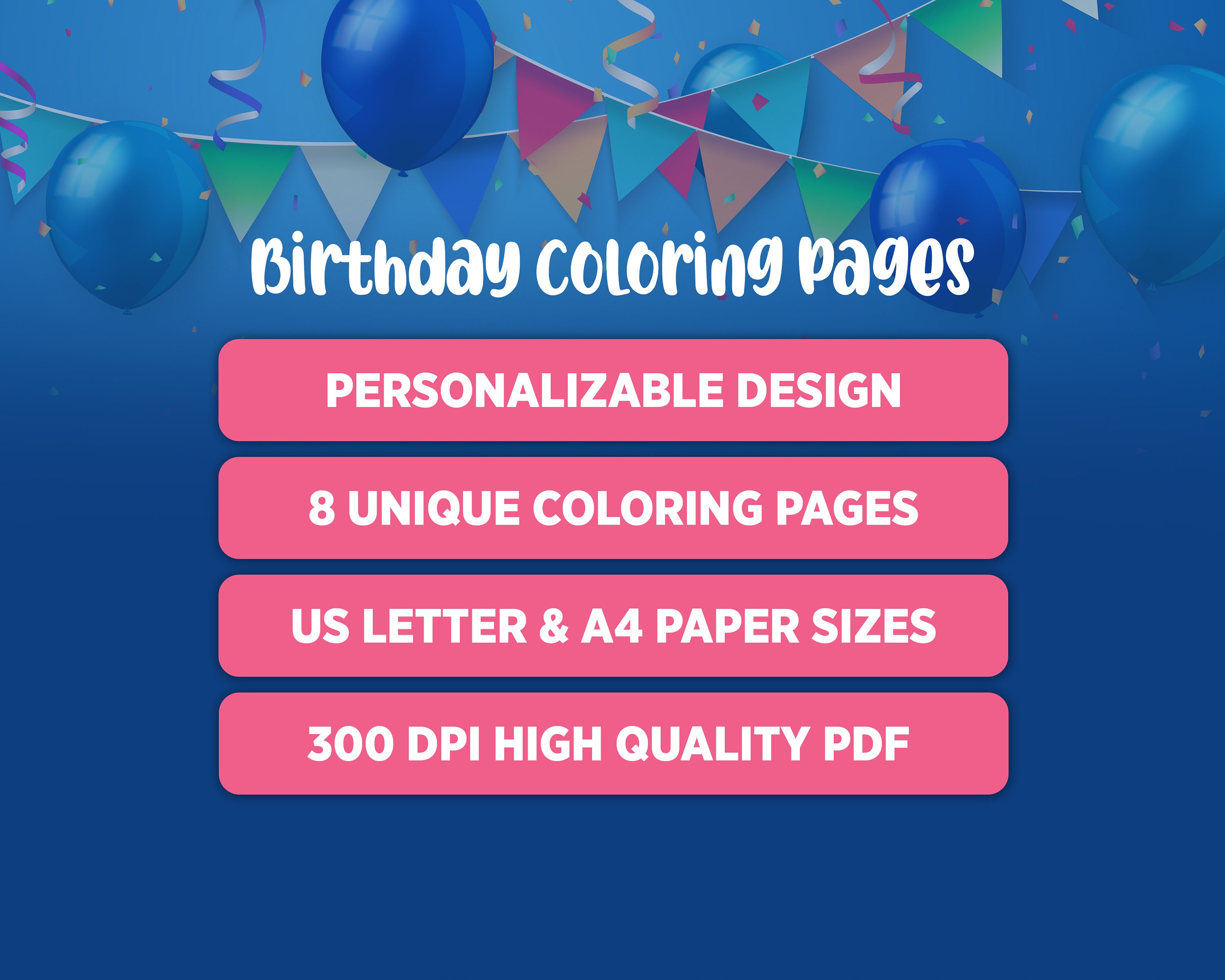 Birthday Coloring Pages, Customizable Coloring Sheets for Kids ...