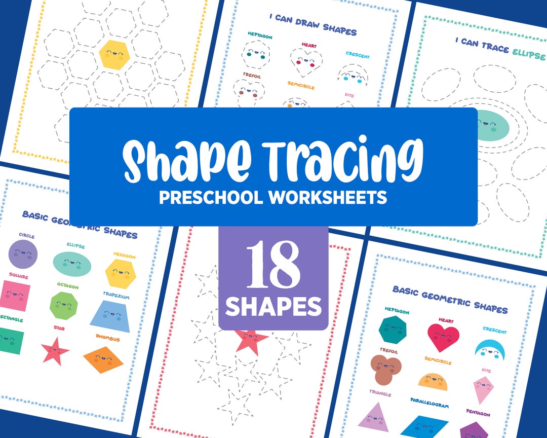 Preschool Shape Tracing Worksheets Basic Shapes Learning for Pre-k ...