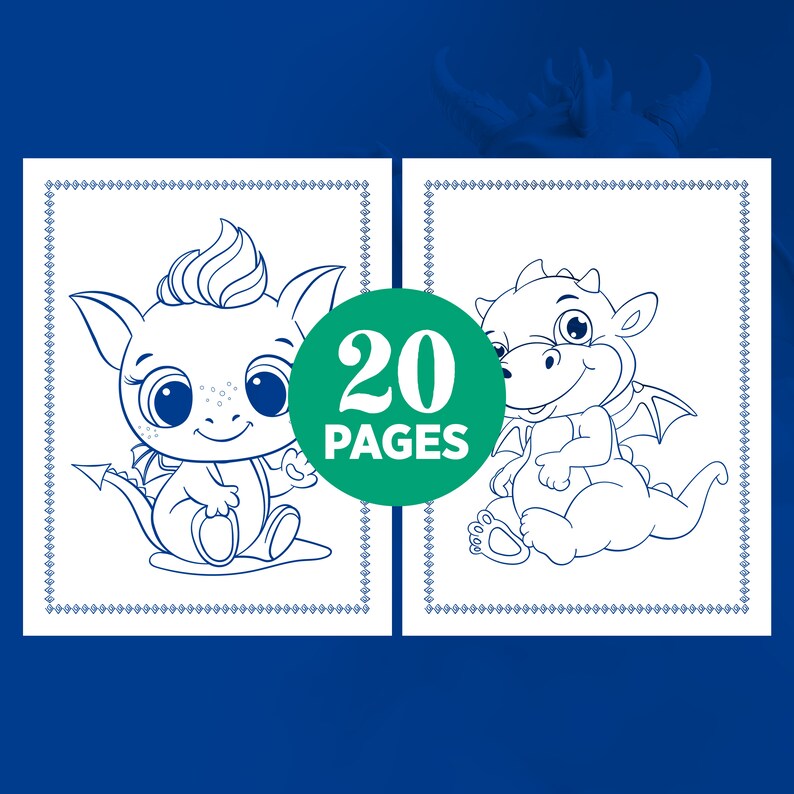 Dragon Coloring Book Pages for Kids 20 Pages Fun Art Activity ...