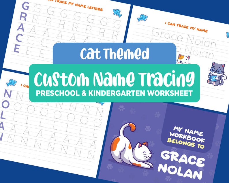 Custom Name Tracing Sheet Handwriting Practice for Kindergarten and ...