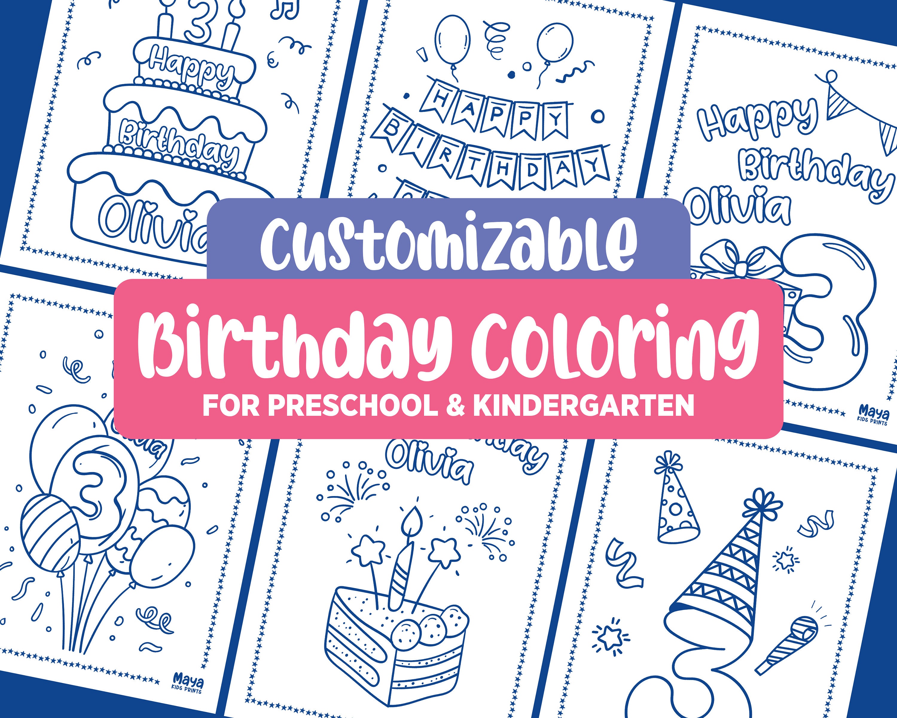 Birthday Coloring Pages, Customizable Coloring Sheets for Kids ...