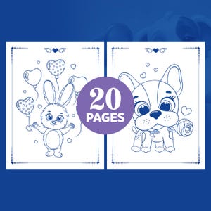 Valentines Day Animal Coloring Pages for Kids: Cute Coloring Book, Love ...