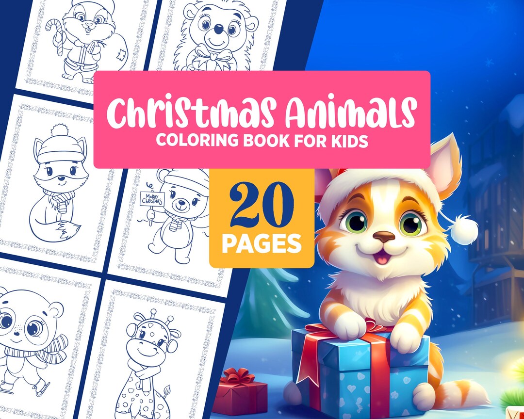 Christmas Coloring Pages for Kids - Animal Coloring Book, Fun ...