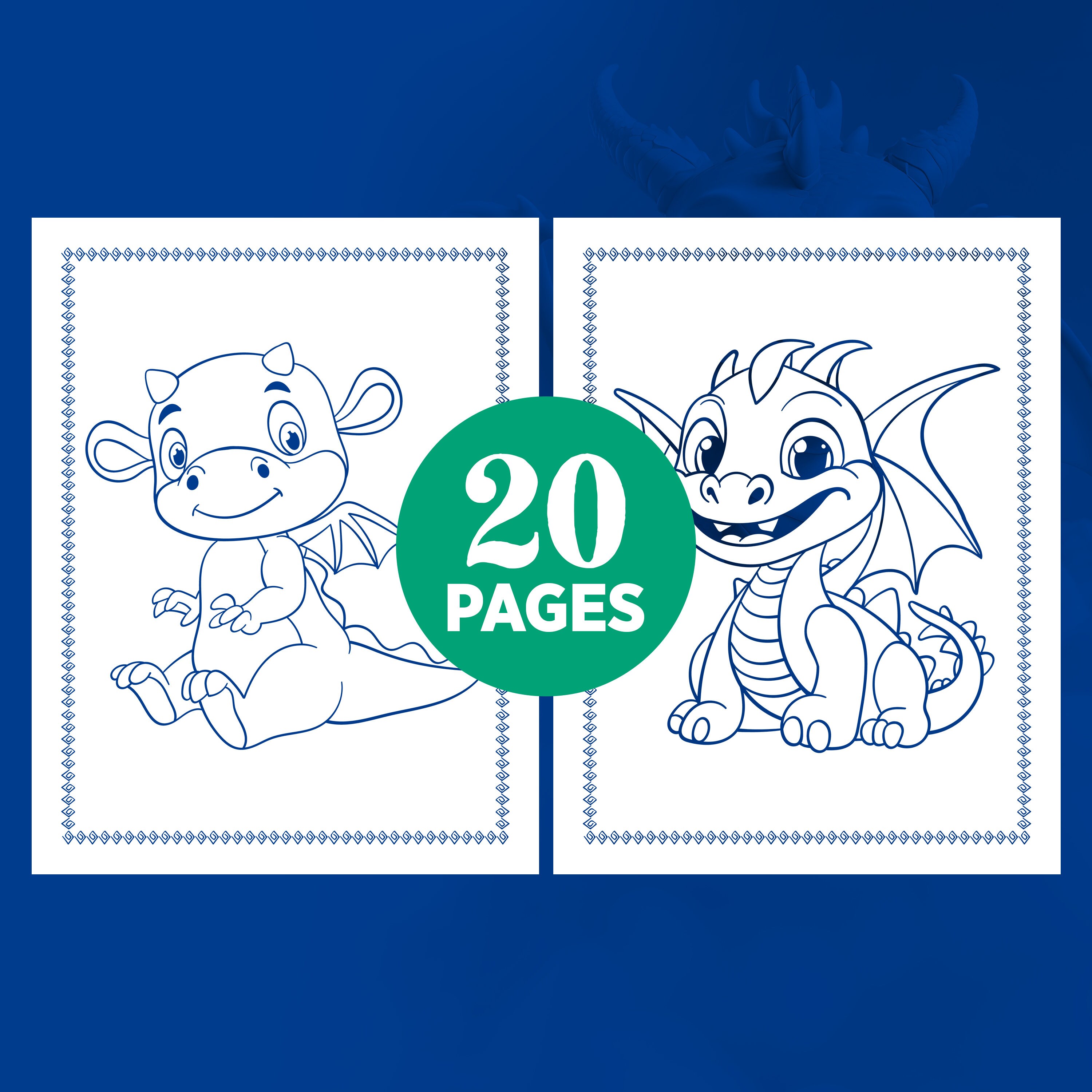 Dragon Coloring Pages for Kids Printable Coloring Book, 20 Pages, Fun ...