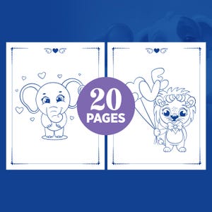 Valentines Day Animal Coloring Pages for Kids: Cute Coloring Book, Love ...
