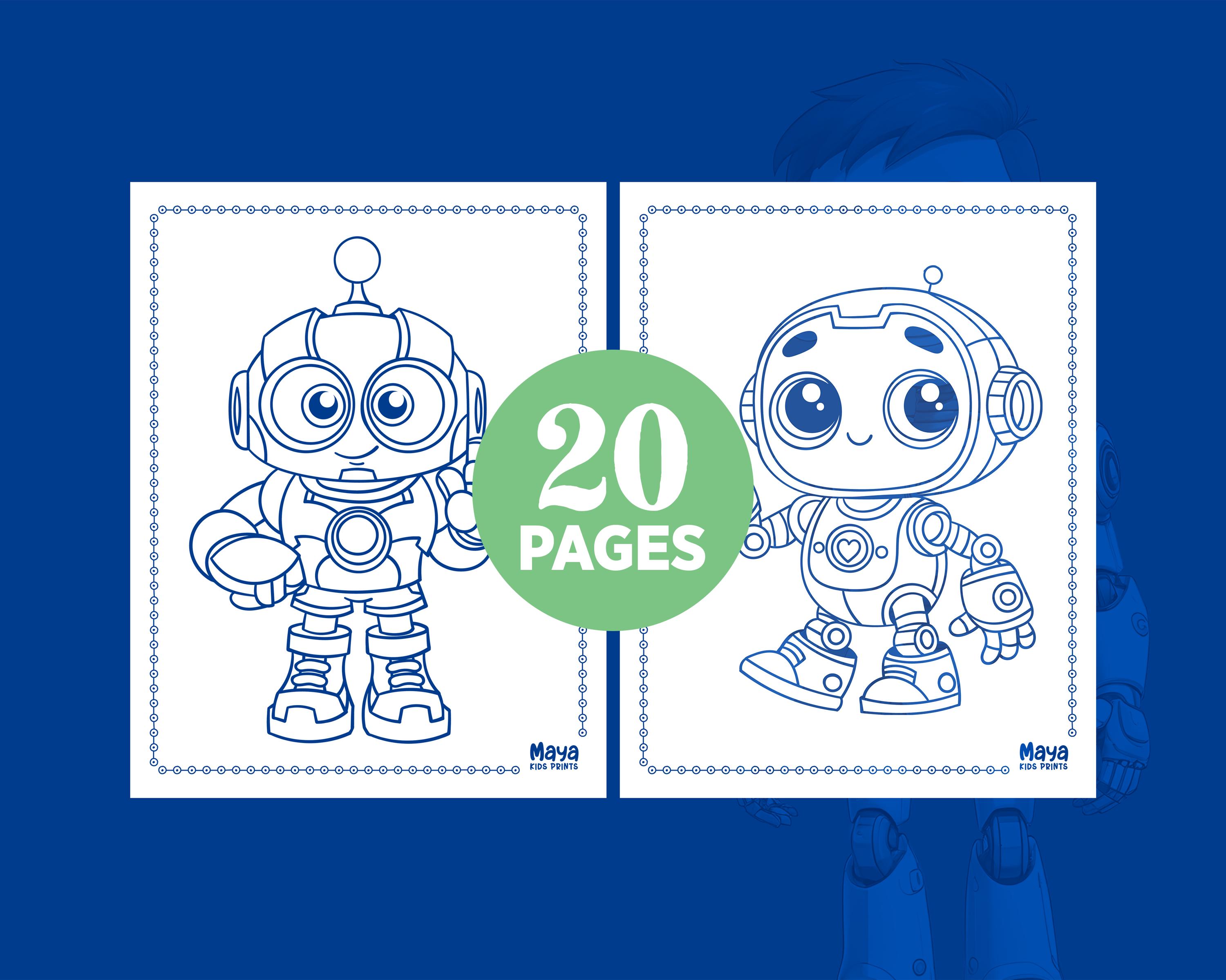 Robot Coloring Pages for Kids, Printable Robot Coloring Book, Easy to ...